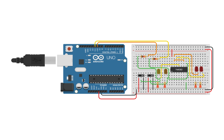 Circuit design Flip flop RS - Tinkercad