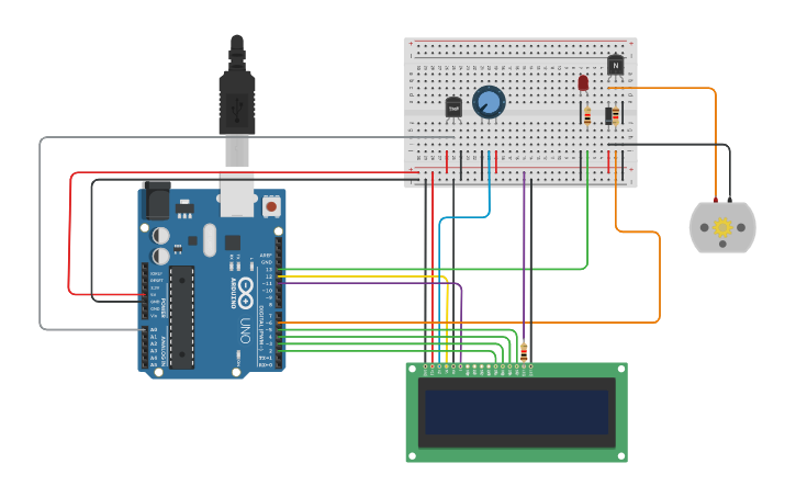 Circuit design AUTOMATIC ROOM TEMPERATURE CONTROLLING SYSTEM - Tinkercad