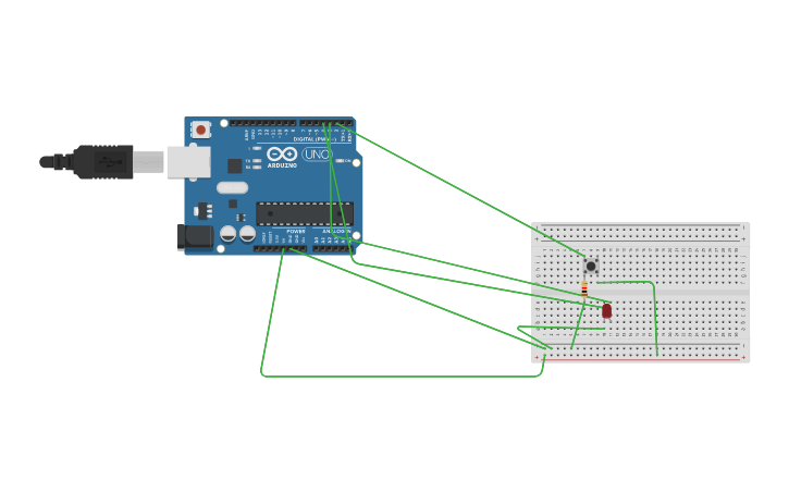 Circuit design Push Button ON\OFF - Tinkercad