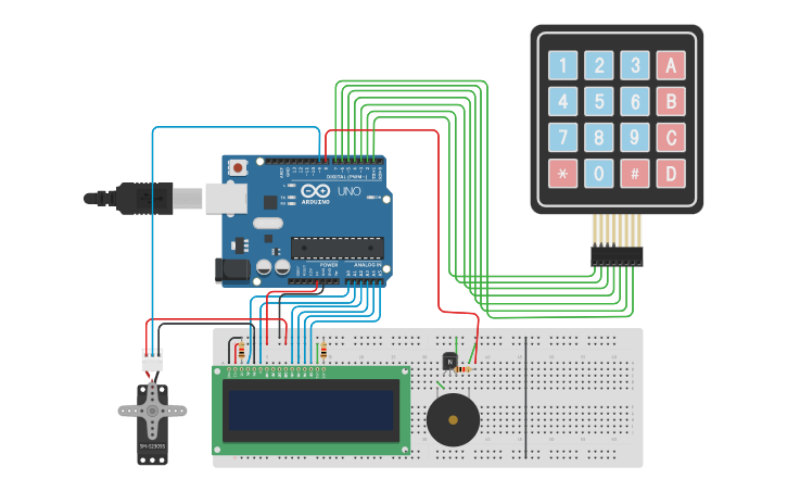 Circuit design Password Door Lock - Tinkercad