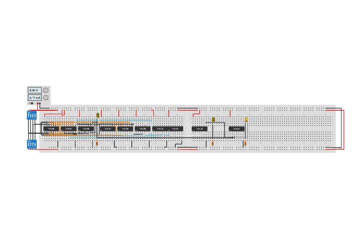 Circuit design 4 Bit Magnitude Comparator - Tinkercad