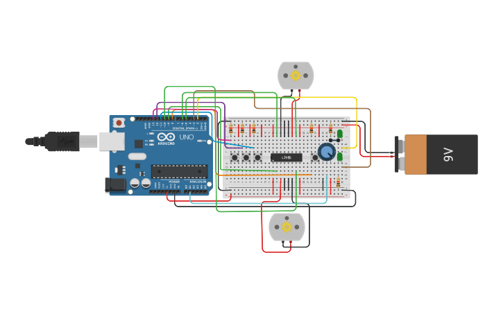 Circuit design Line Follower Robot - Tinkercad