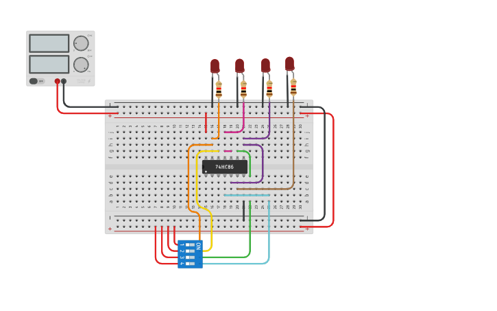 Circuit design Gray to Binary Code Convertor - Tinkercad