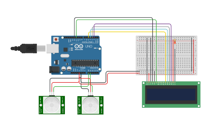 Circuit Design Bidirectional Visitor Counter Tinkercad