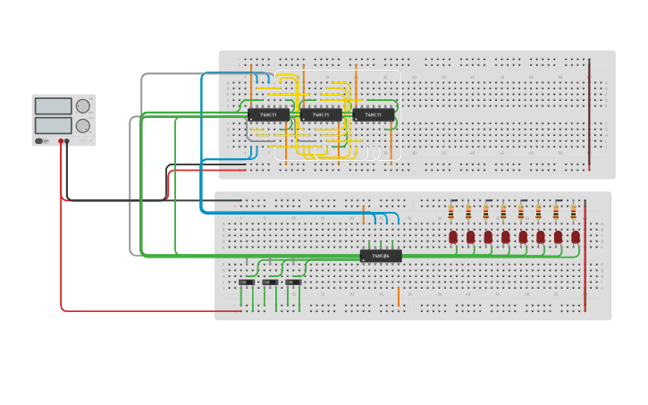 Circuit design 3 to 8 Decoder - Tinkercad