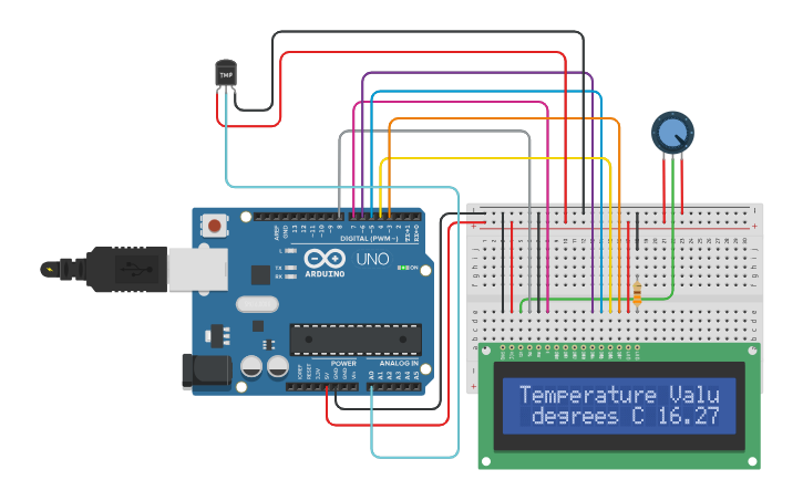 Circuit design temperature - Tinkercad