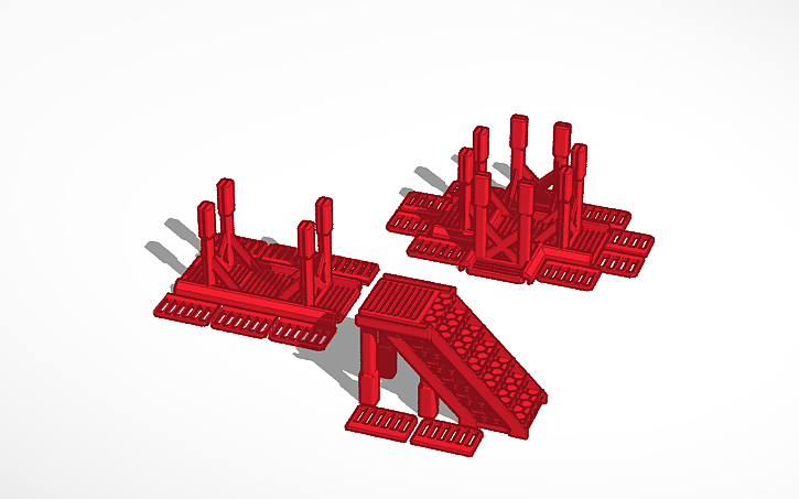 3D design Modular Tech Catwalks (15mm scale) - Tinkercad