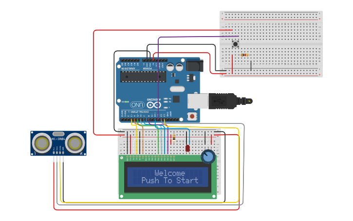 Circuit design arduino distance calculator - Tinkercad