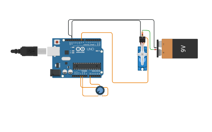 Circuit design servo control using arduino and potentiometer - Tinkercad