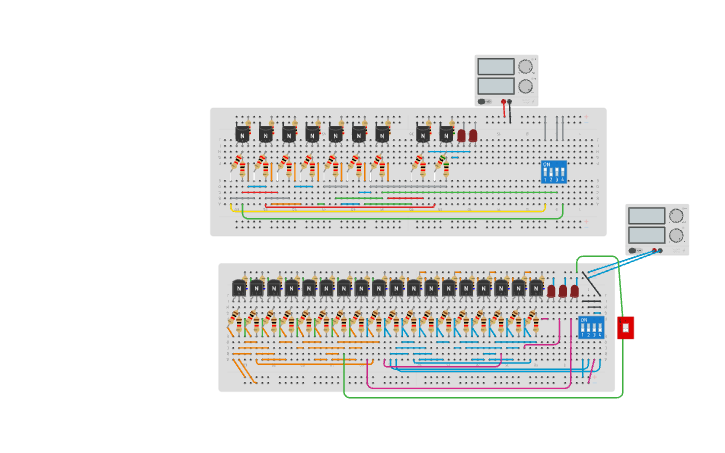 Circuit design Full adder npn nor gate - Tinkercad