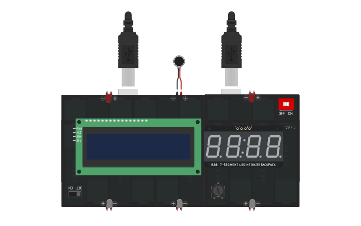 Circuit design DIGITAL CLOCK + TEMPERATURE - Tinkercad