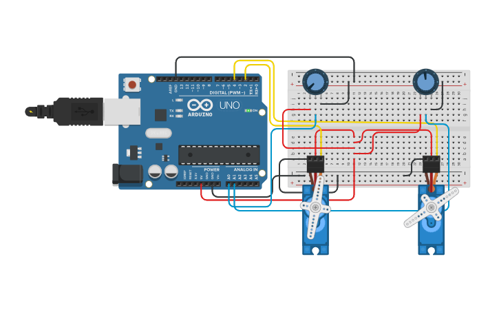 Circuit design robotic arm - Tinkercad