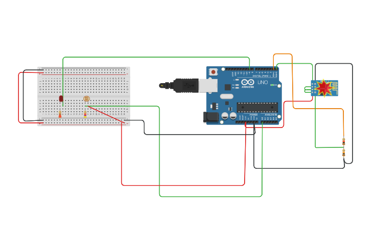 Circuit design LIGHT SENSOR INTERFACING USING WIFI MODULE - Tinkercad