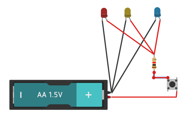 Circuit design conectando 3 leds - Tinkercad