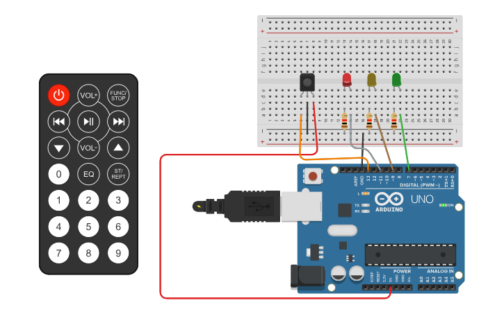 Circuit Design Ir Remote Controlled Led System Using Arduino Uno Tinkercad