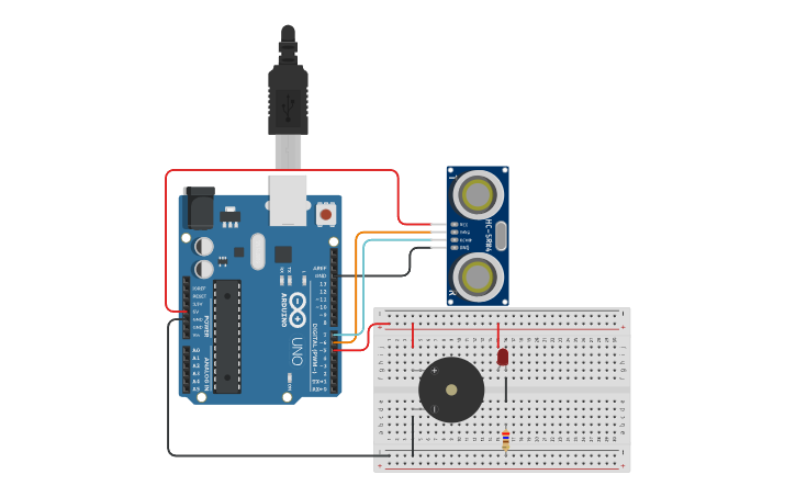 Circuit design Distance Sensor - Tinkercad