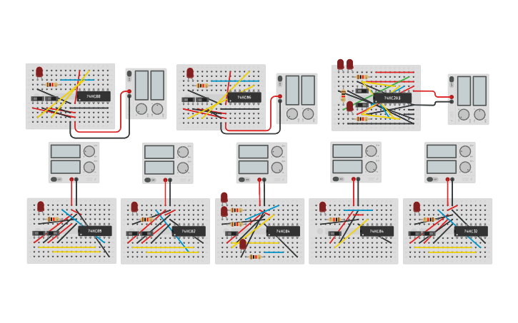 Circuit design Combinational circuit ICs - Tinkercad
