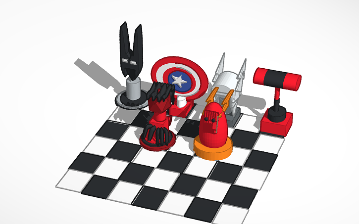 3D design Superhero chess set - Tinkercad