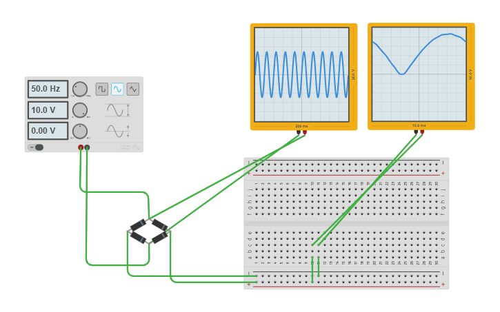 Circuit design Lesson 10 - Full wave rectifier - Tinkercad