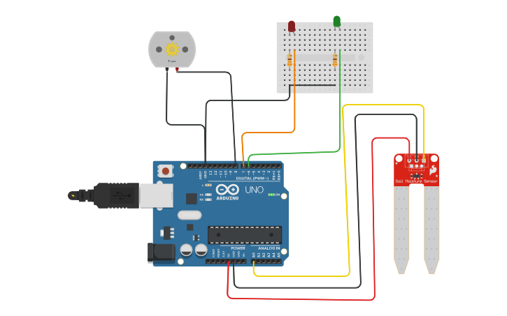 Circuit design SMART Irrigation System - Tinkercad