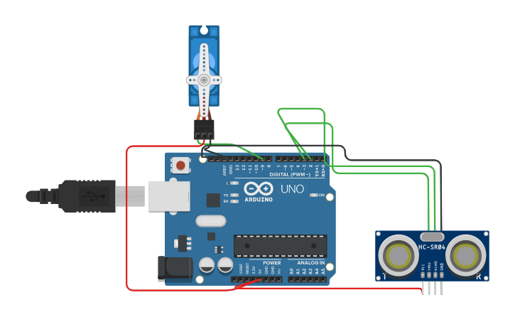 Circuit design Smart dustbin - Tinkercad