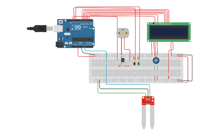 Circuit design Soil Moisture - Tinkercad