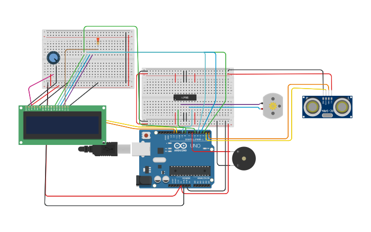 Circuit design Water Level System - Tinkercad