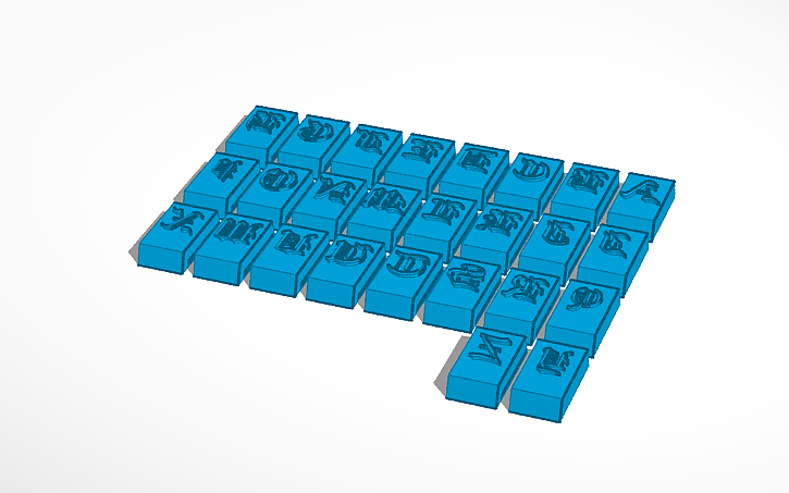 3D design Movable Type - Tinkercad