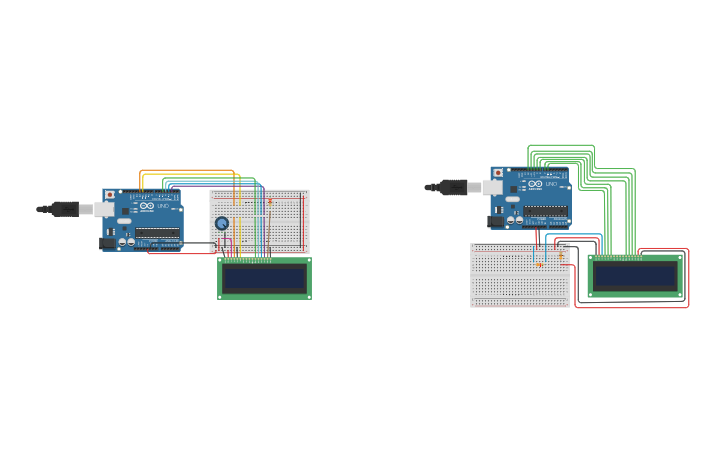 Circuit design Practica 13. LCD display con Arduino - Tinkercad