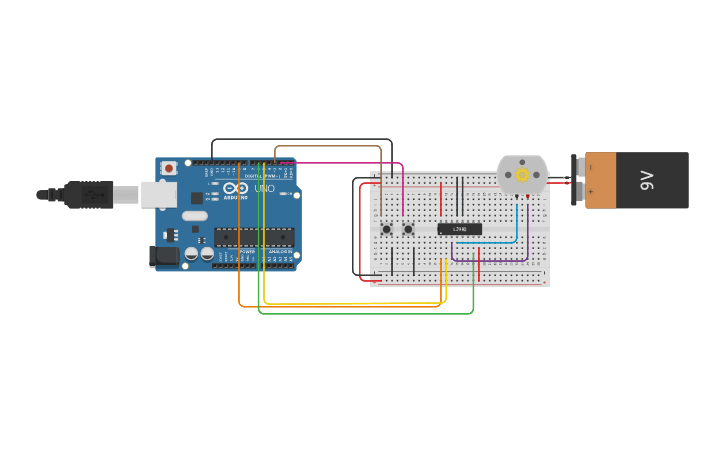 Circuit design Motor controlling with switch and arduino - Tinkercad