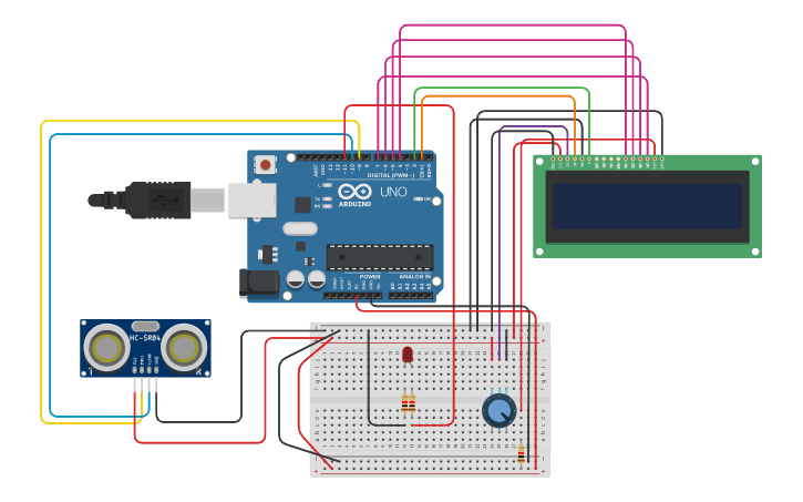 Circuit design Display the "DISTANCE" - Tinkercad