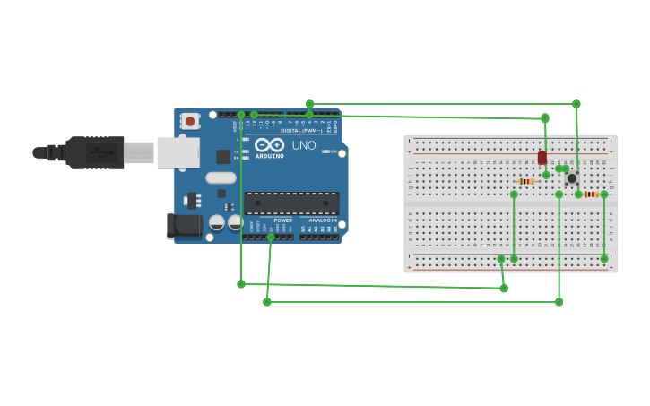 Circuit design Copy of push button with LED arduino - Tinkercad