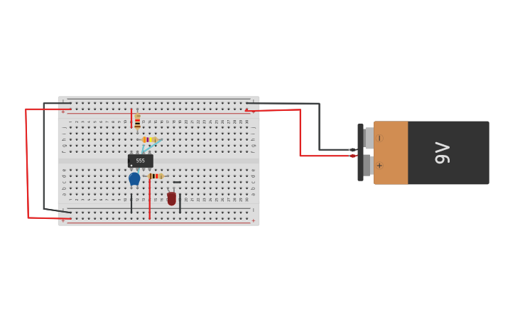 Circuit design LED BLINKING USING 555 TIMER - Tinkercad