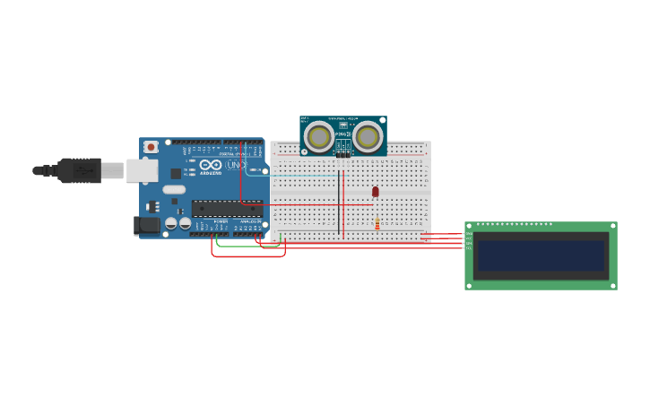 Circuit design ultrasonic distance calculator - Tinkercad