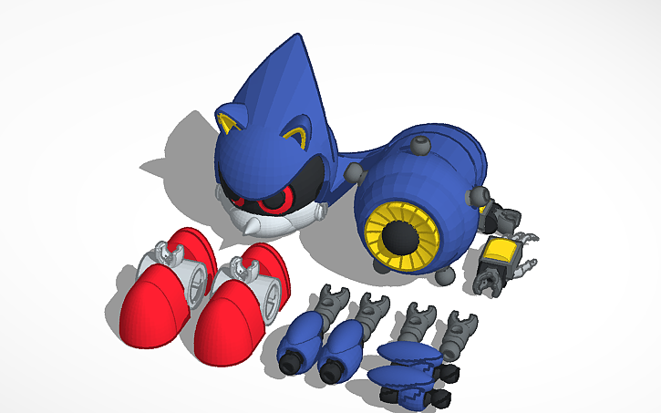 3D design Metal Sonic (Dissasembaled) - Tinkercad