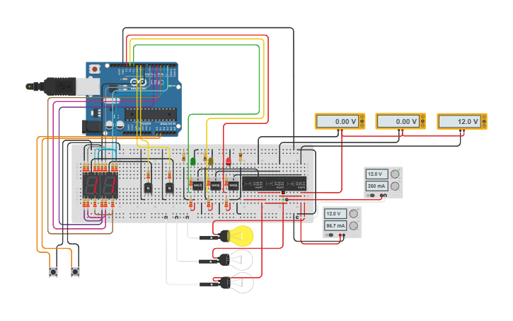 Circuit design Copy of Semáforo - Tinkercad