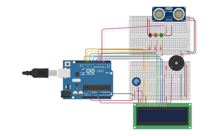 Circuit design Distance Tracker - Tinkercad