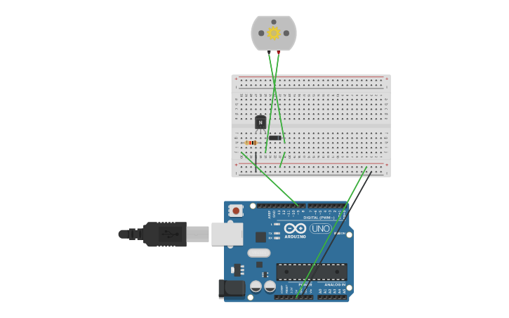 Circuit design Ex-7 DC motor speed control using serial communication - Tinkercad