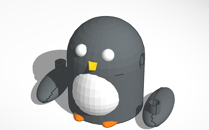 3D design Tinkercad Penguin (with moveable arms) - Tinkercad