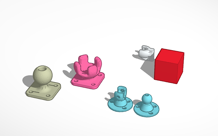 3D design Ball and Socket Flange (S,M,L) - Tinkercad