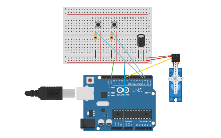 Circuit design Control de un Servo motor - Tinkercad