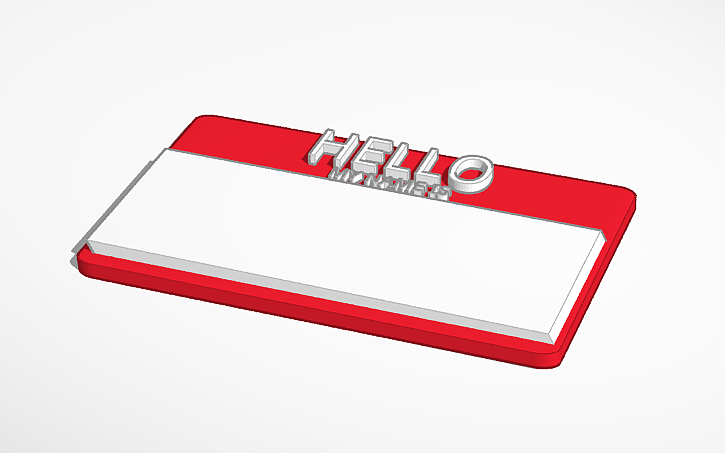 3D design Blank Name Sticker - Tinkercad