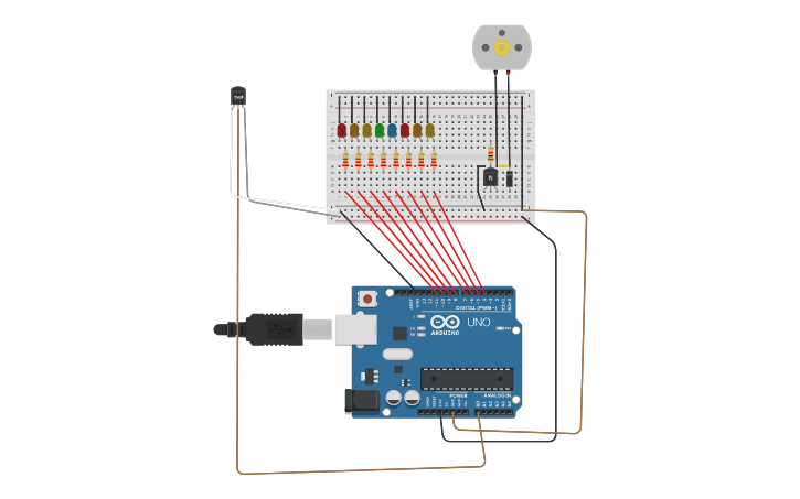 Circuit design Arduino 10 LED Larson Scanner - Tinkercad