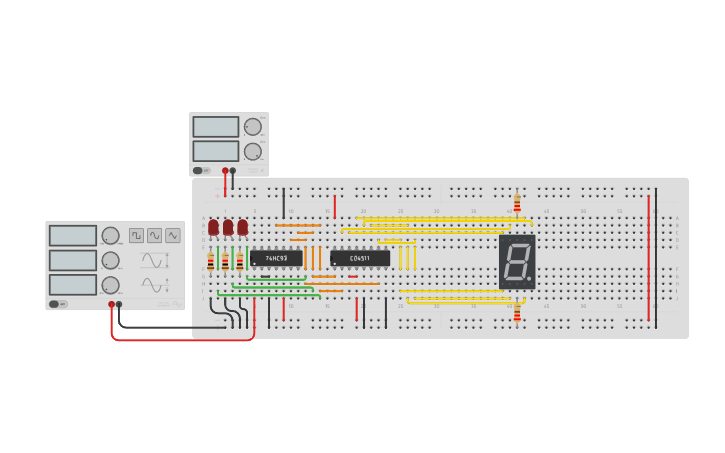 Circuit design 3 bit Binary Counter - Tinkercad