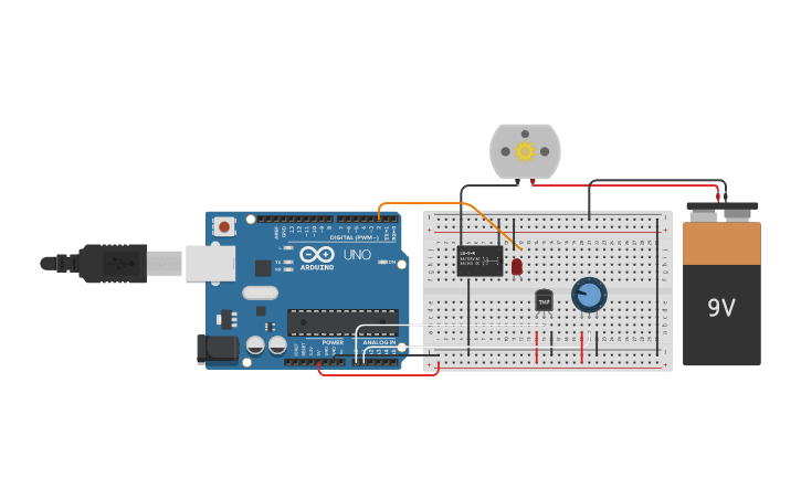 Circuit design Automatic water flow controller - Tinkercad