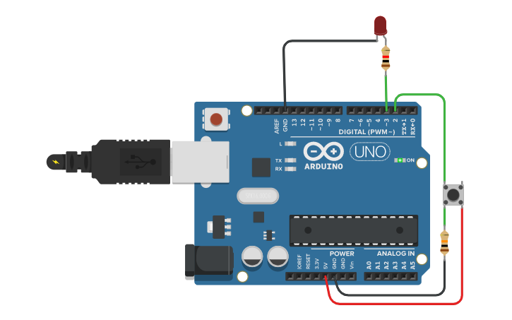 Circuit design PWM su Arduino con Monitor Seriale Pulsante-Interruttore - Tinkercad