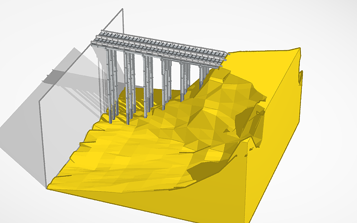 3D design Destructible steel girder bridge - Tinkercad