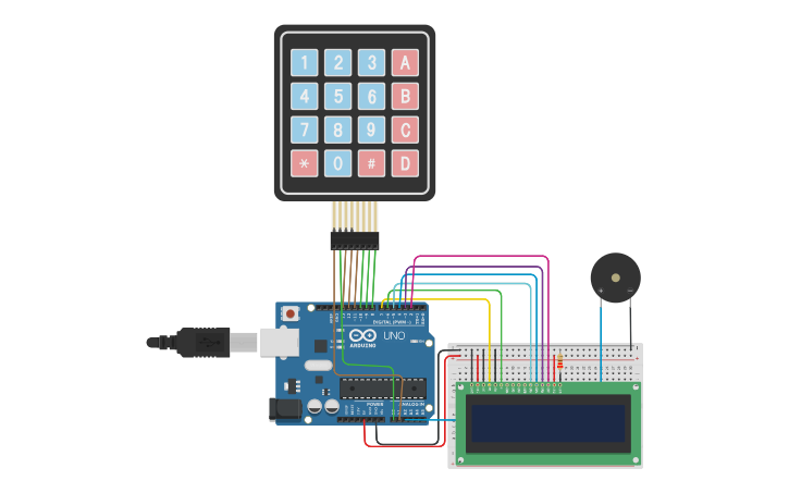 Circuit design teclado key pad - Tinkercad