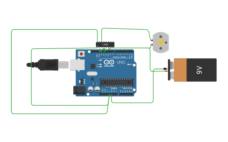 Circuit design Arduino DC Motor - Tinkercad