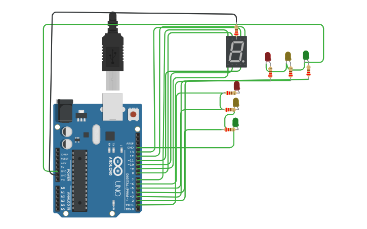Circuit design 2 way traffic light - Tinkercad